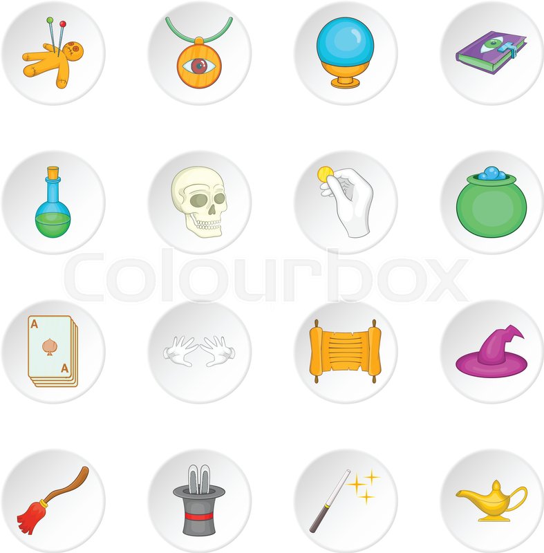 Magic icons set in cartoon style. ... | Stock vector | Colourbox
