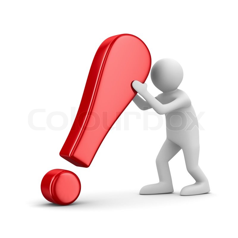 Mand med udråbstegn på hvidt. | stock foto | Colourbox