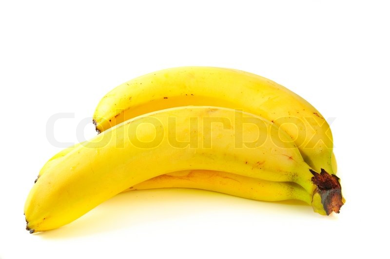 Drei frische Bananen auf dem weißen ... | Stock Bild | Colourbox