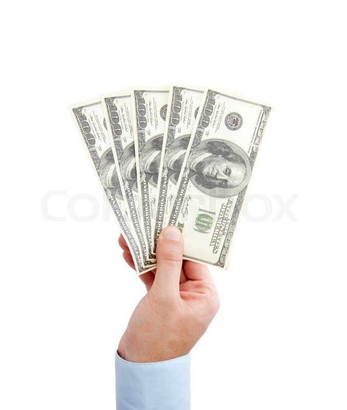 Hand mit Geld isoliert auf weißem ... | Stock Bild | Colourbox