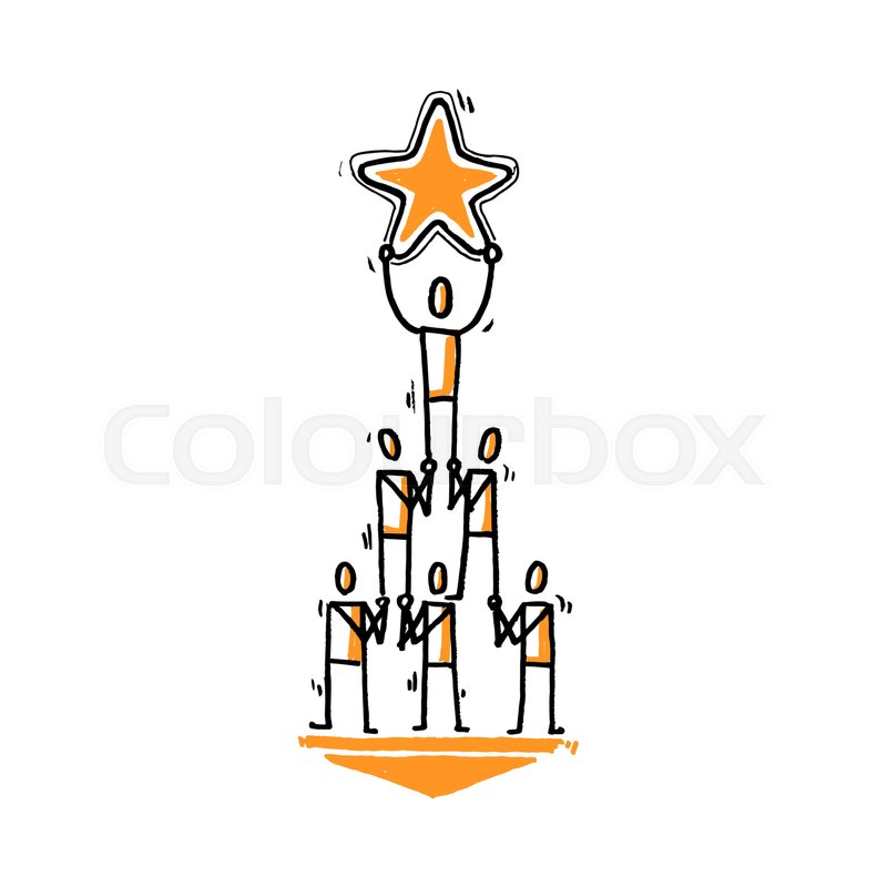 Stick people pyramid with star of good ... | Stock vector | Colourbox