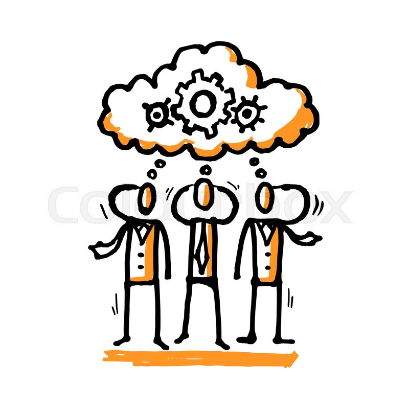 Team thinking about an idea. Hand ... | Stock vector | Colourbox