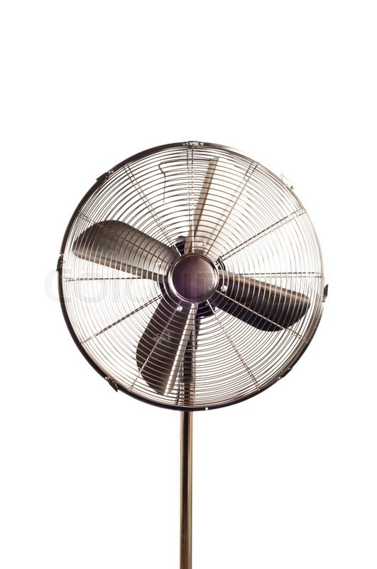 Electric fan isolated on the white ... | Stock image | Colourbox