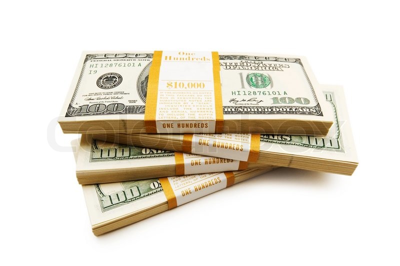 Ten Thousand Dollar Stacks On The White Stock Image Colourbox