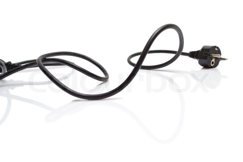 Black electric cable isolated on white | Stock Photo | Colourbox
