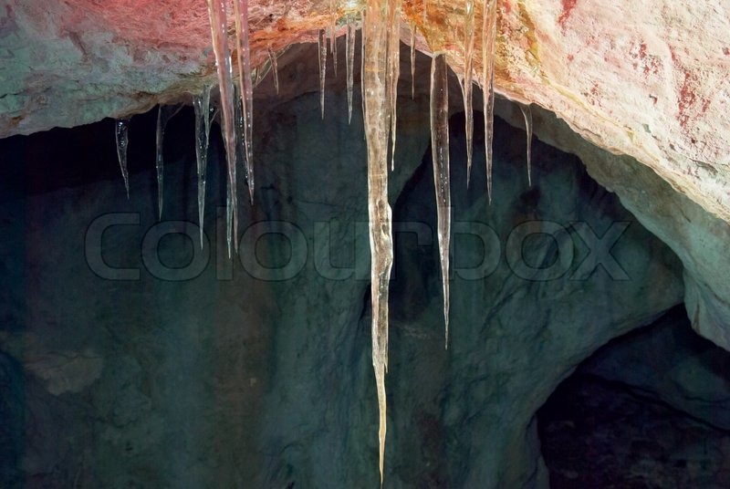 Ice stalactites in the cave | Stock image | Colourbox