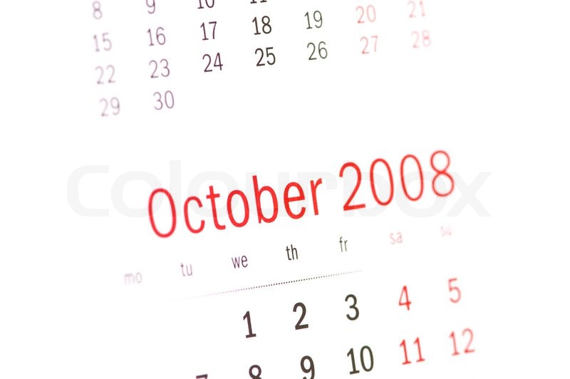 Close up of October 2008 from calendar | Stock image | Colourbox