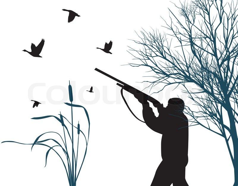 Hunter with the weapon, hunting for ... | Stock vector | Colourbox