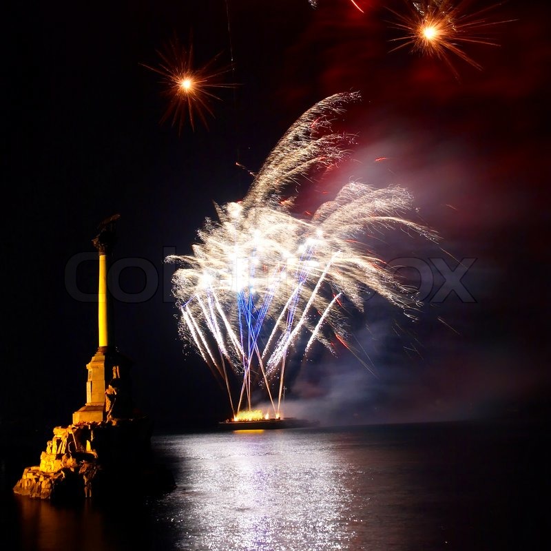Salute, fireworks above the Sevastopol ... | Stock image | Colourbox
