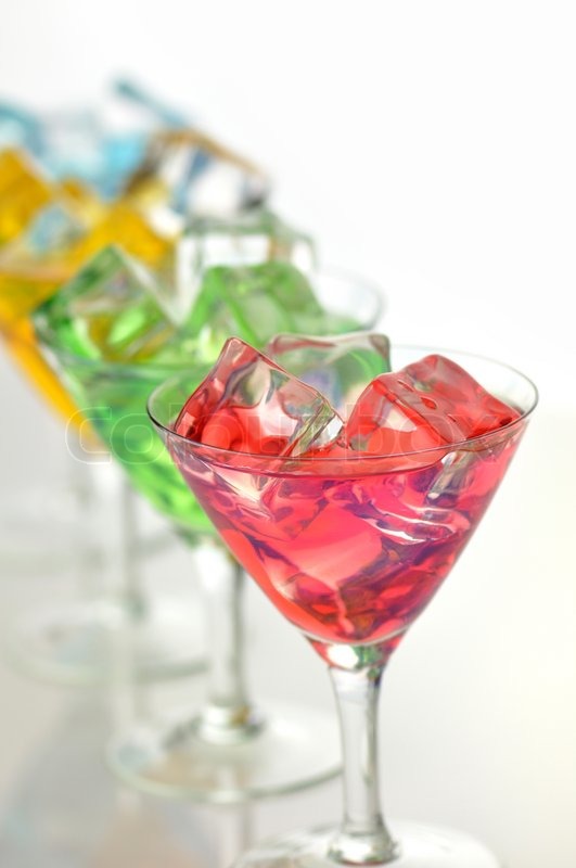 Row of cold colorful drinks , close up ... | Stock Photo | Colourbox