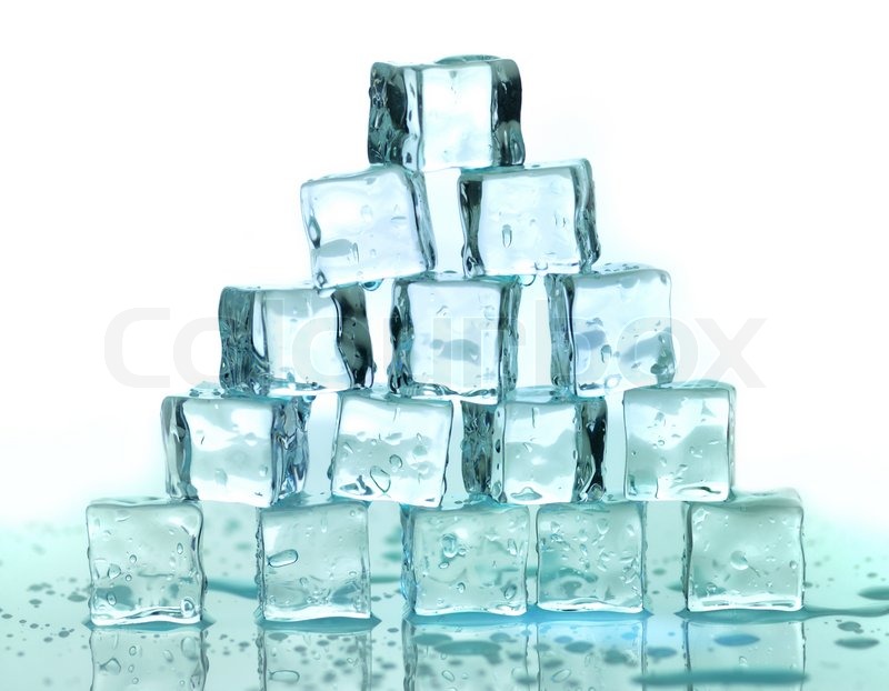 A stack of ice cubes on a white ... | Stock image | Colourbox