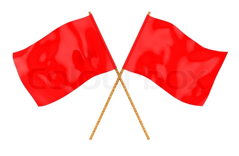 Abstract 3d illustration of two crossed red flags | Stock Photo | Colourbox
