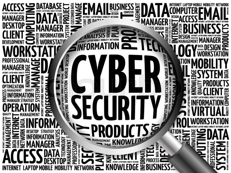 Cyber Security word cloud with ... | Stock image | Colourbox