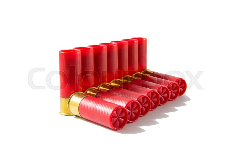 Red bullet shell of shotgun isolated on ... | Stock image | Colourbox