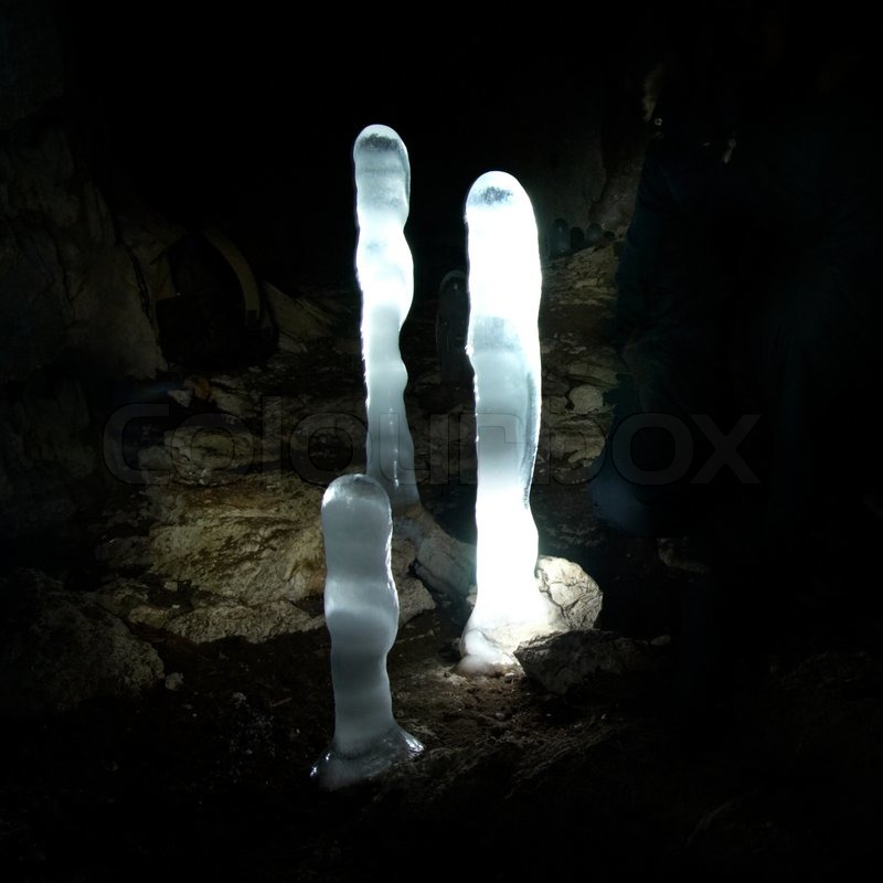 Luminescent ice stalagmites in the ... | Stock image | Colourbox
