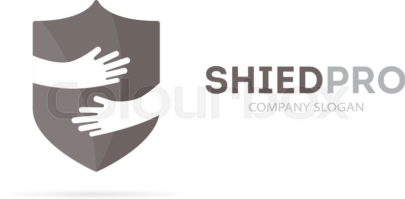 Vector shield and hands logo ... | Stock vector | Colourbox