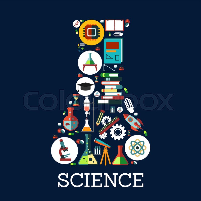Science conceptual emblem in shape of ... | Stock vector | Colourbox