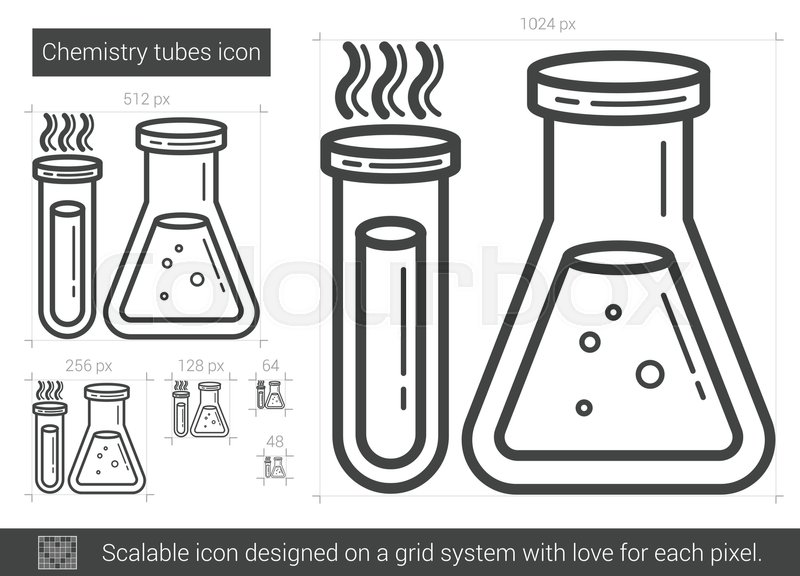 Chemistry tubes vector line icon ... | Stock vector | Colourbox