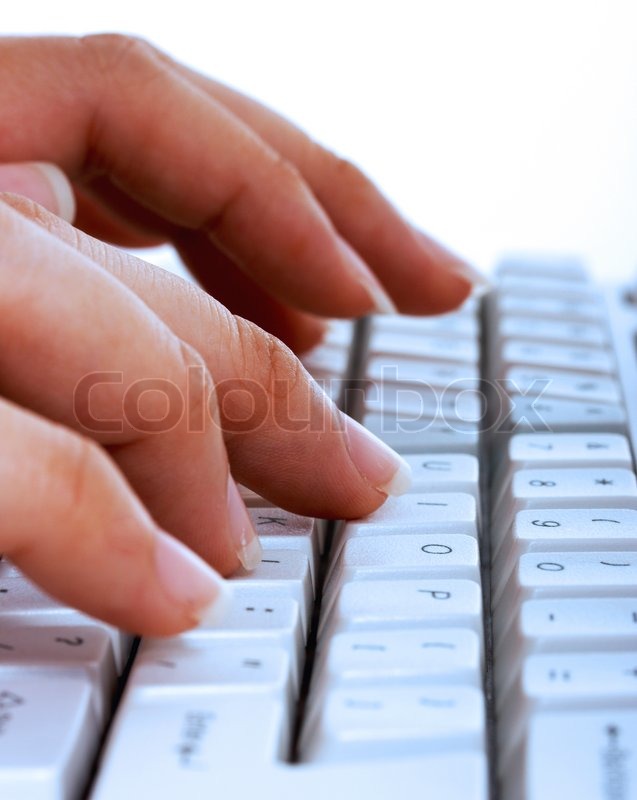 Close Up Of Someone Entering Information On A Computer Keyboard | Stock ...