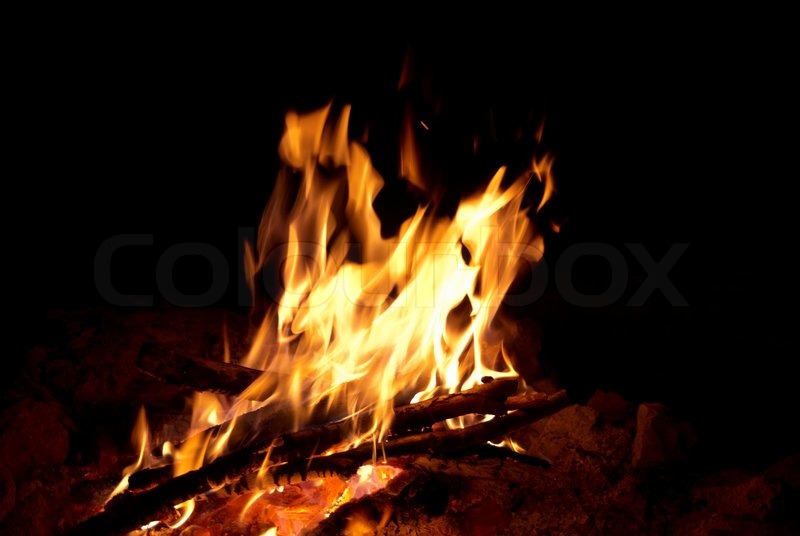 Red bright campfire with the black ... | Stock image | Colourbox