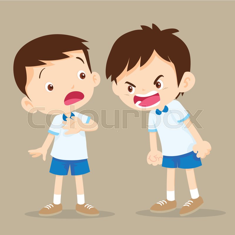 Quarreling kids. angry boy shouting at ... | Stock vector | Colourbox