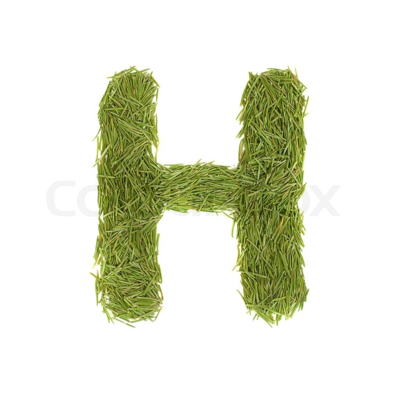 Green alphabet, letter H isolated on ... | Stock image | Colourbox