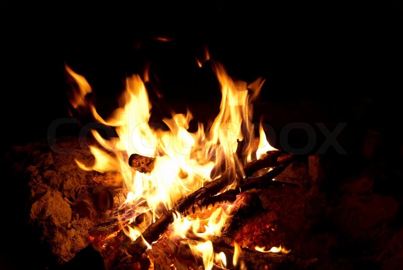Red bright campfire with the black ... | Stock image | Colourbox