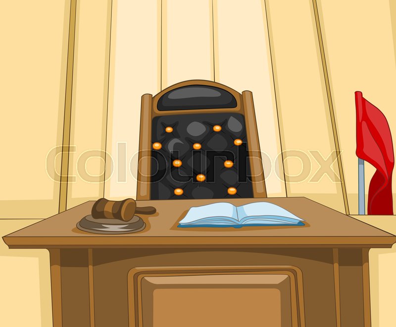 Hand drawn cartoon of court interior. ... | Stock image | Colourbox