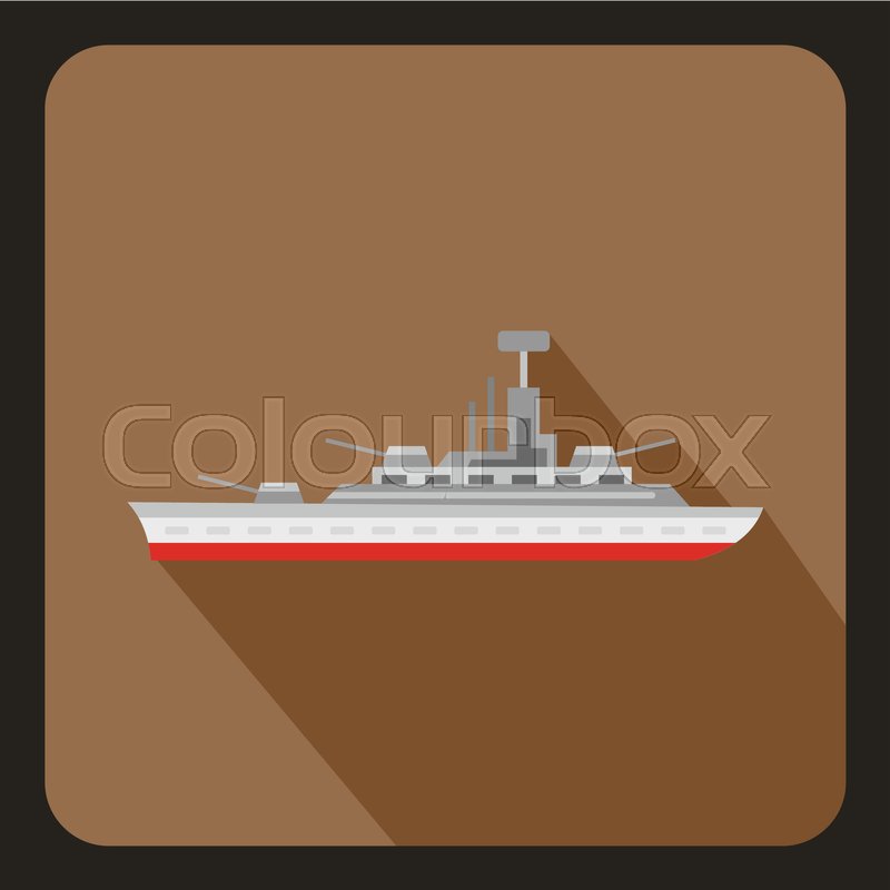 Military warship icon in flat style ... | Stock vector | Colourbox