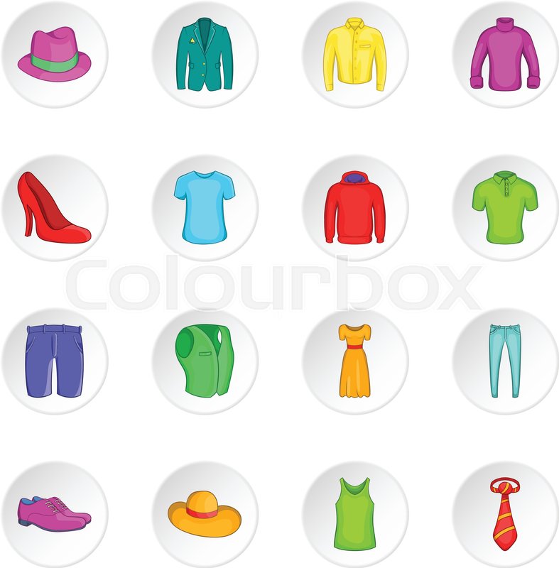 Clothes icons set. Cartoon ... | Stock vector | Colourbox