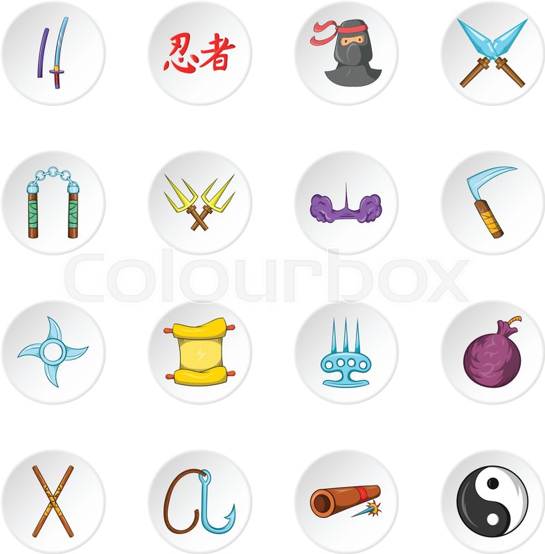 Ninja icons set. Cartoon illustration ... | Stock vector | Colourbox