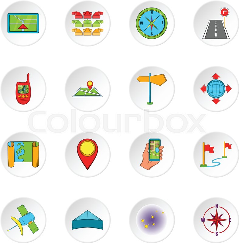 Navigation icons set. Cartoon ... | Stock vector | Colourbox