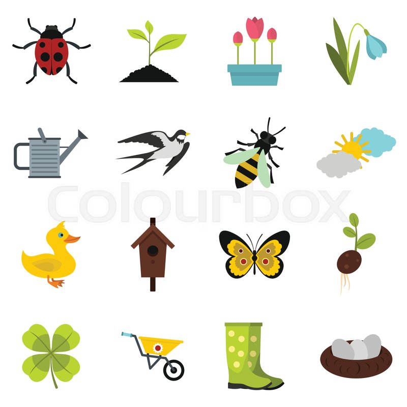Spring icons set. Flat illustration of ... | Stock vector | Colourbox