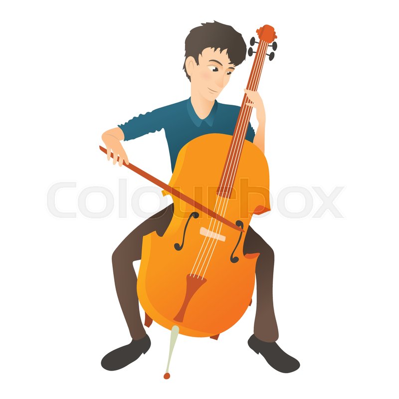 Man plays on cello icon. Flat ... | Stock vector | Colourbox
