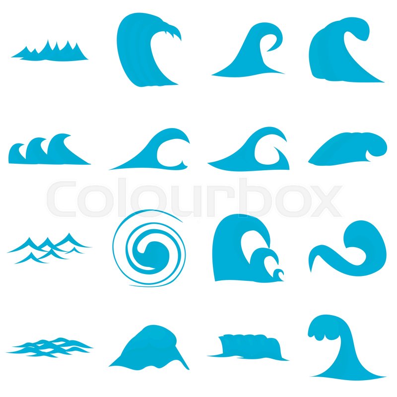 Waves icons set. Flat illustration of ... | Stock vector | Colourbox
