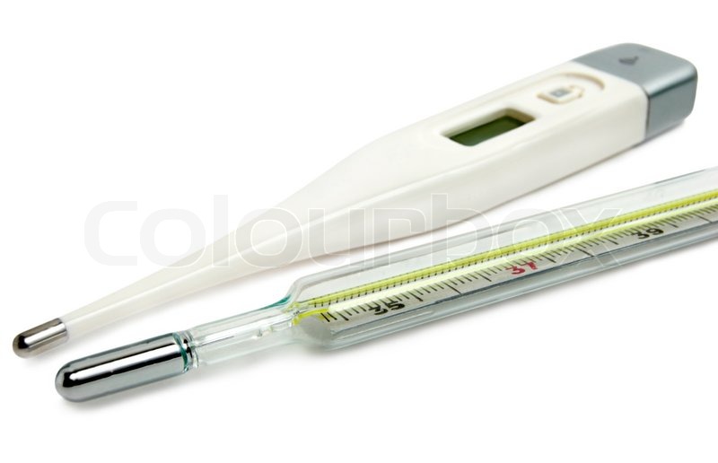 Kliniske termometre isoleret på en hvid ... | Stock foto | Colourbox
