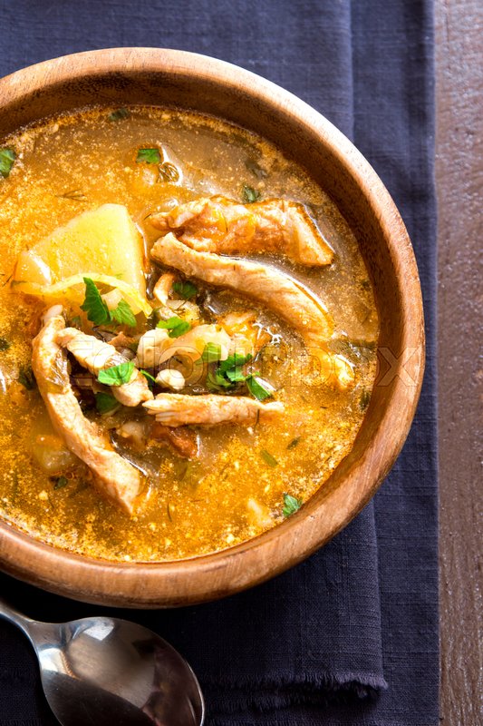 Homemade winter traditional meat soup ... | Stock image | Colourbox