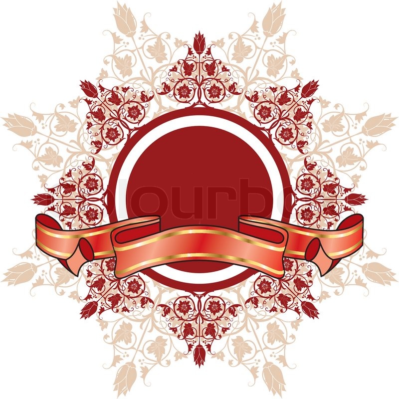 Floral frame with ribbon, elements for ... | Stock vector | Colourbox