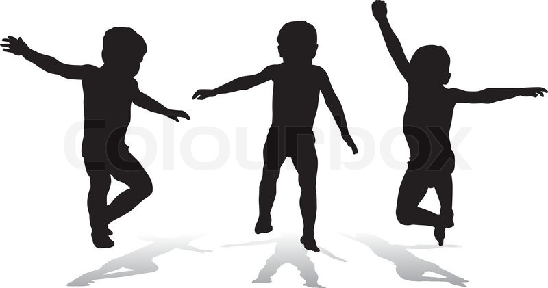 Three jumping children, illustration | Stock vector | Colourbox