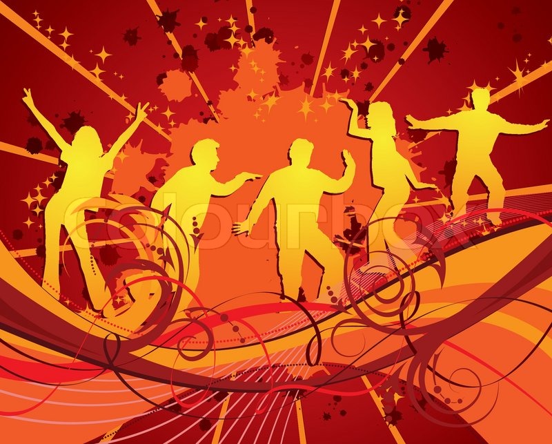 Dancing silhouettes on grunge ... | Stock vector | Colourbox