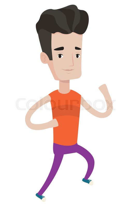 Young caucasian man running. Happy ... | Stock vector | Colourbox