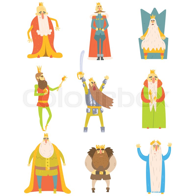 Fairy-Tale Kings Set Of Cartoon Fun ... | Stock vector | Colourbox
