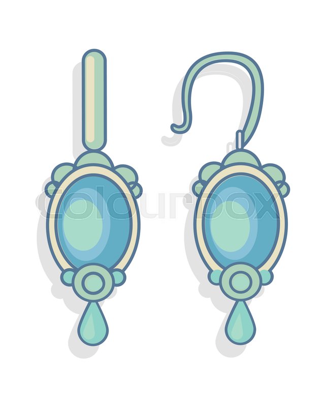 Blue earrings beautiful accessory. ... | Stock vector | Colourbox