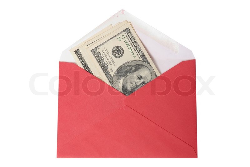 Red envelope with money isolated on ... | Stock image | Colourbox