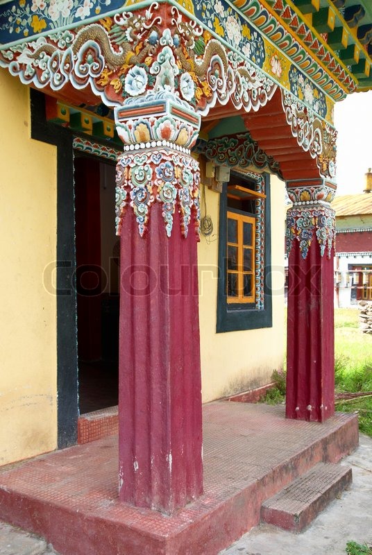 Indian buddhistic temple with colorful ... | Stock image | Colourbox