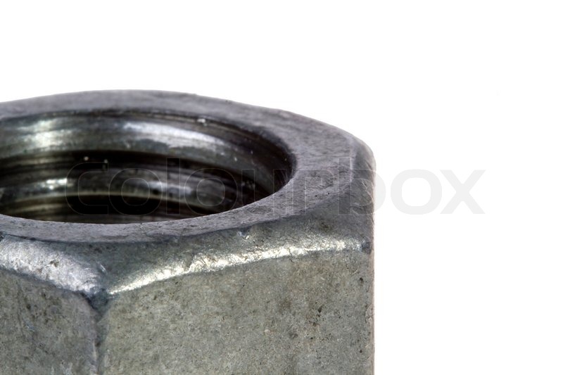 Close-up of a metal nut isolated on a ... | Stock image | Colourbox