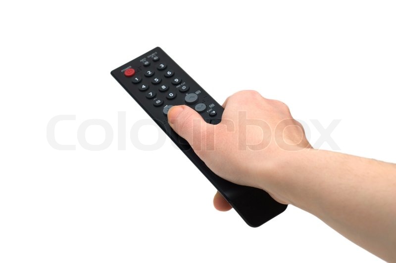 Hand with remote control isolated on ... | Stock image | Colourbox