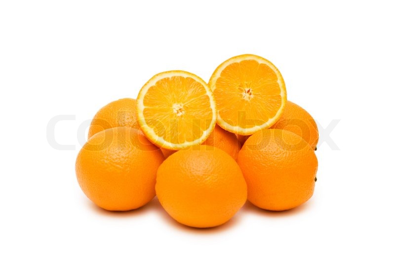 Many oranges isolated on the white ... | Stock image | Colourbox