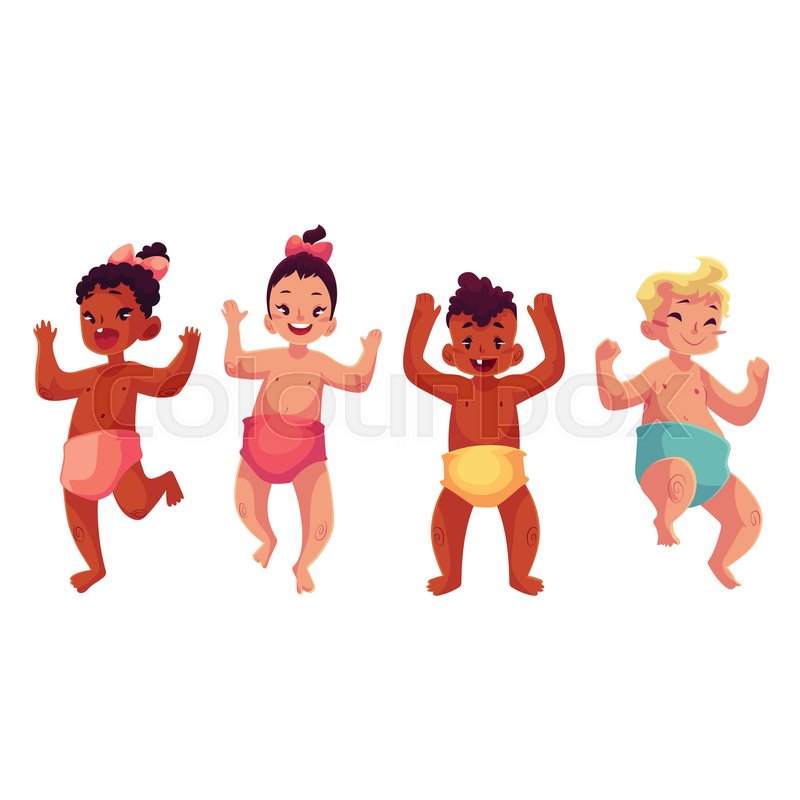 Set of cute little babies, boys and ... | Stock vector | Colourbox