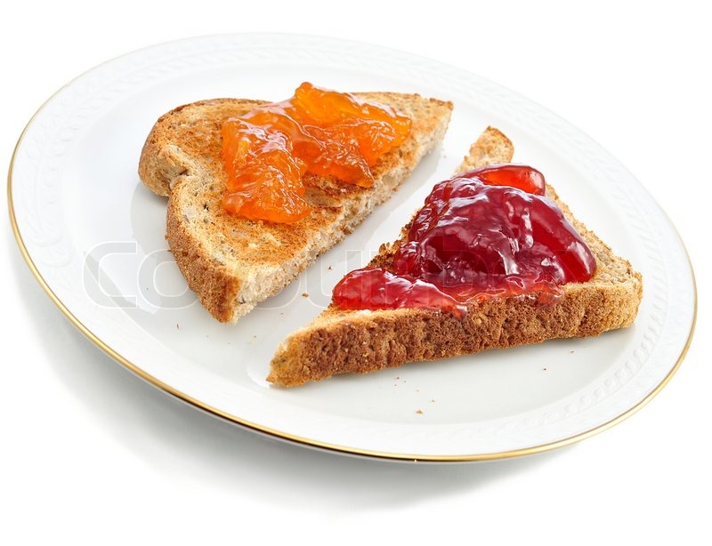 Toasts with jam on a plate | Stock image | Colourbox